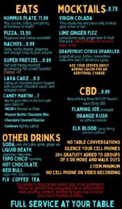 Menu | Zanies Chicago Comedy Club